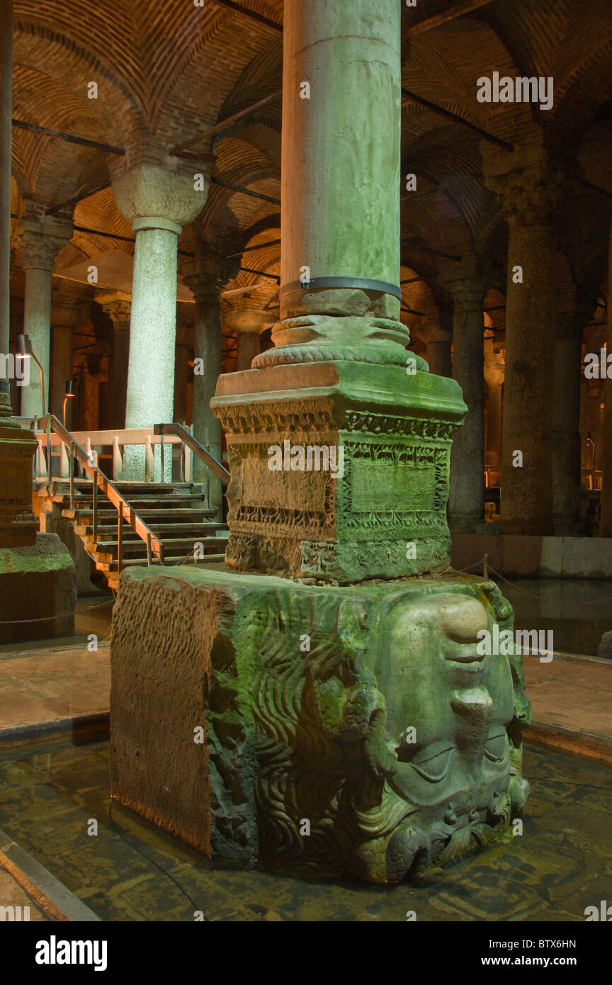 Medusa Head, Underground cistern, Basilica, Istanbul Turkey Stock Photo ...