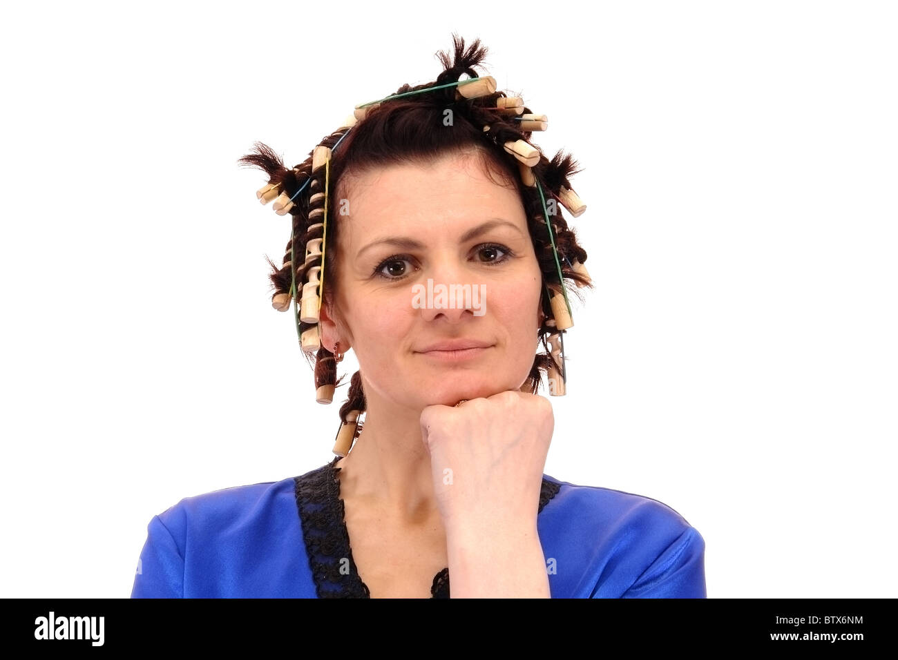 woman in curlers Stock Photo - Alamy
