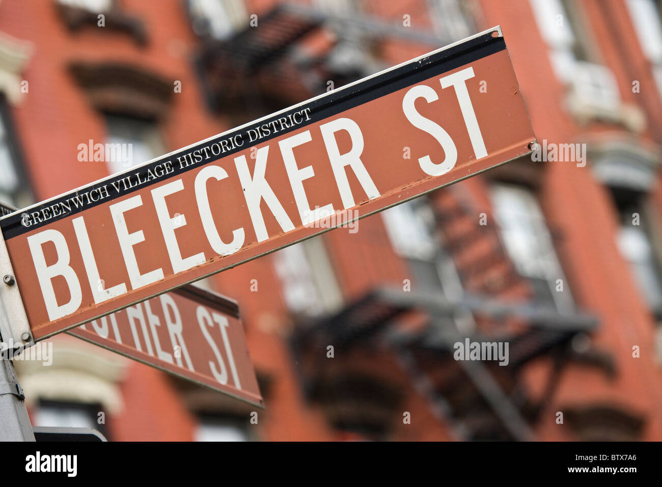 Bleecker street sign greenwich village hi-res stock photography and ...