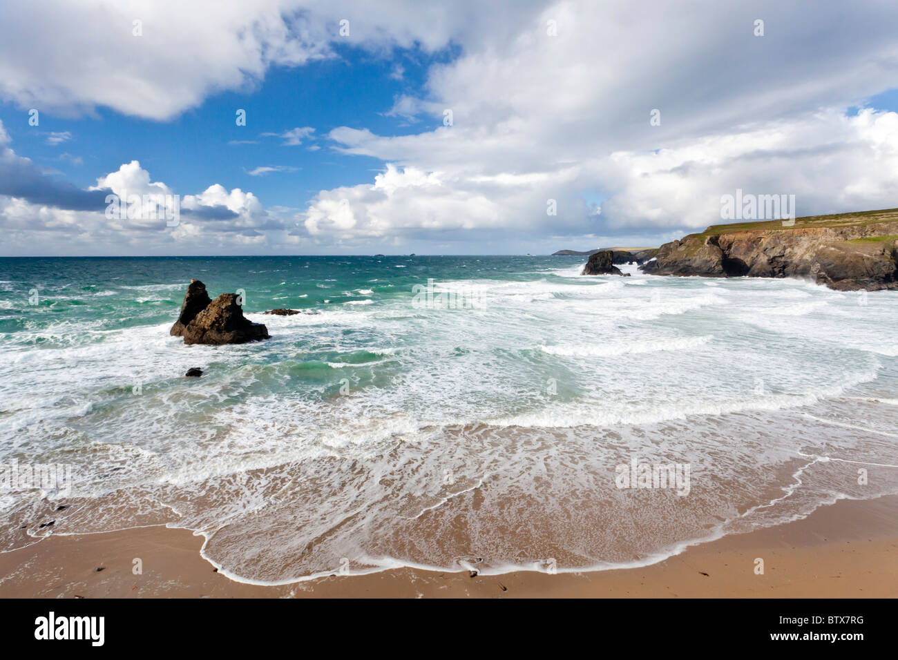 Rough seas at Porthcothan Cornwall England UK Stock Photo - Alamy