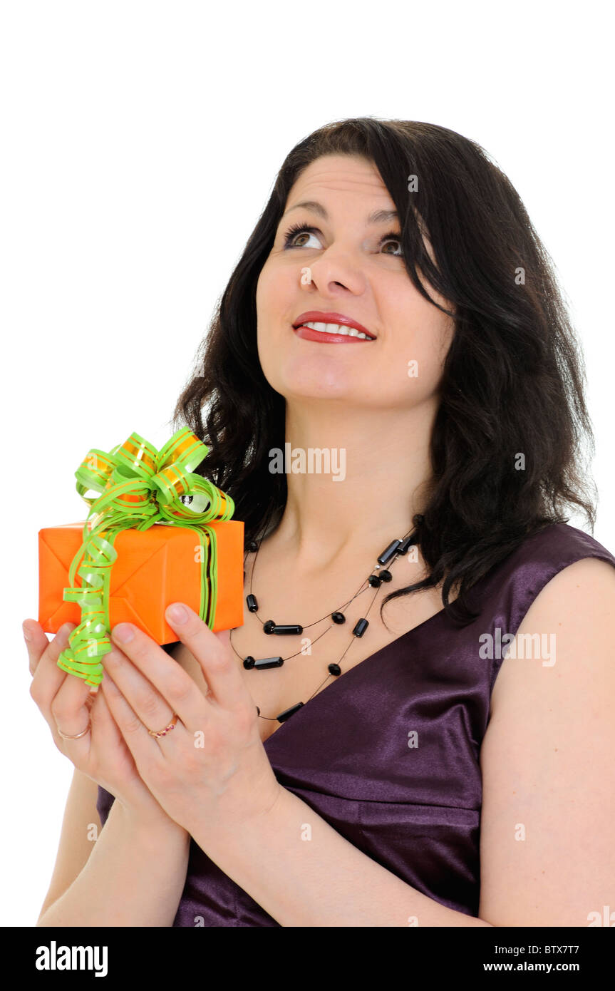woman with gift Stock Photo - Alamy