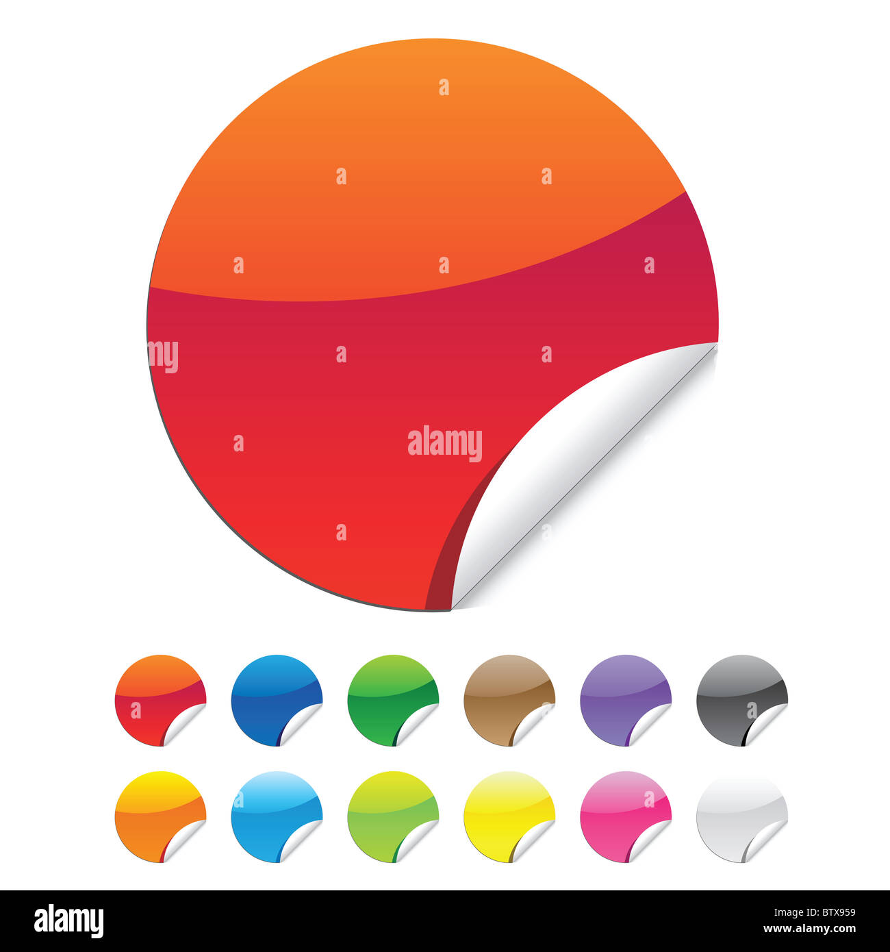 glossy labels, stickers set, with peeling effects Stock Photo - Alamy