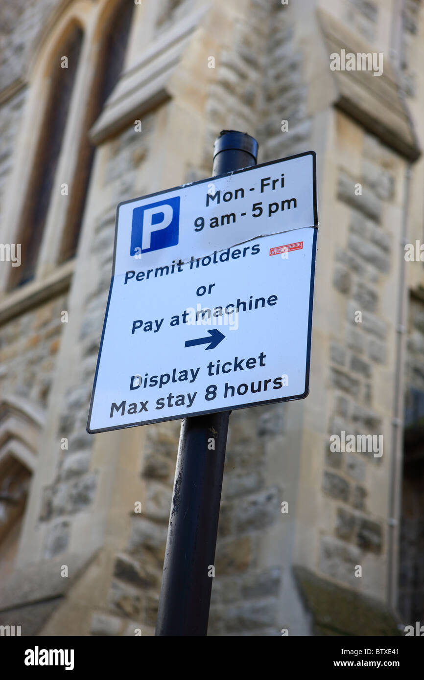 Parking information sign in West London Stock Photo - Alamy
