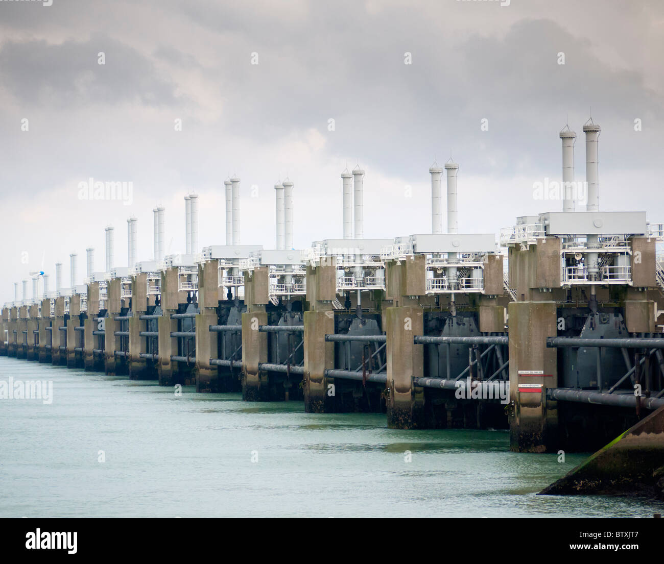 Oosterscheldedam or Eastern-Scheld flood defence barrier at Schouwen ...