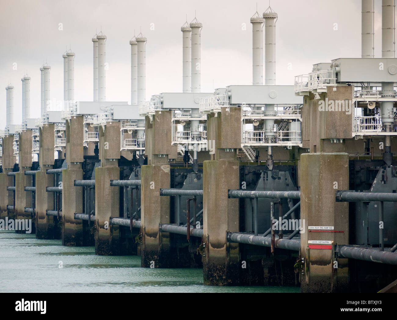 Oosterscheldedam or Eastern-Scheld flood defence barrier at Schouwen ...
