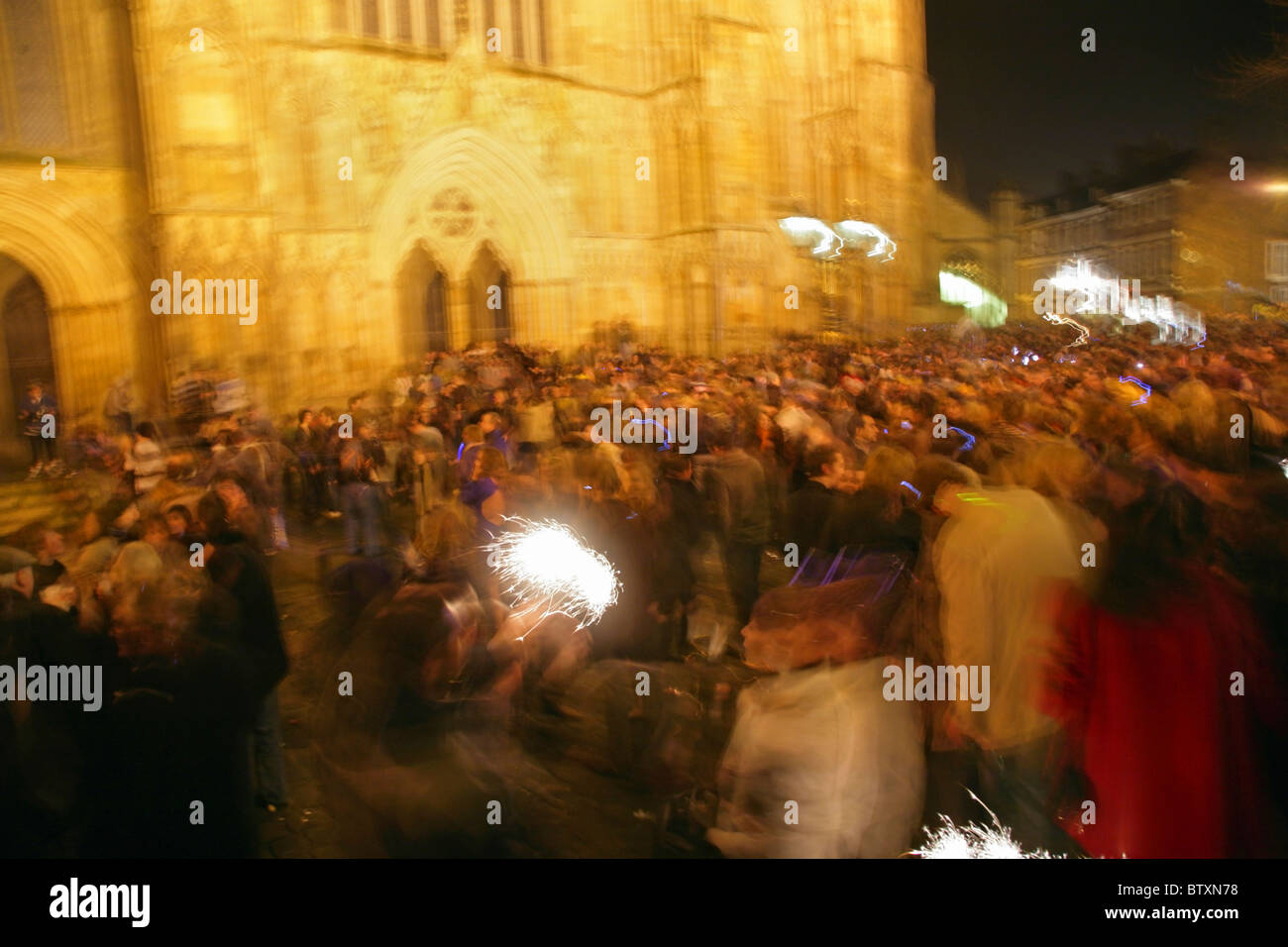 New Year's Eve revellers outside York Minster, England Stock Photo - Alamy