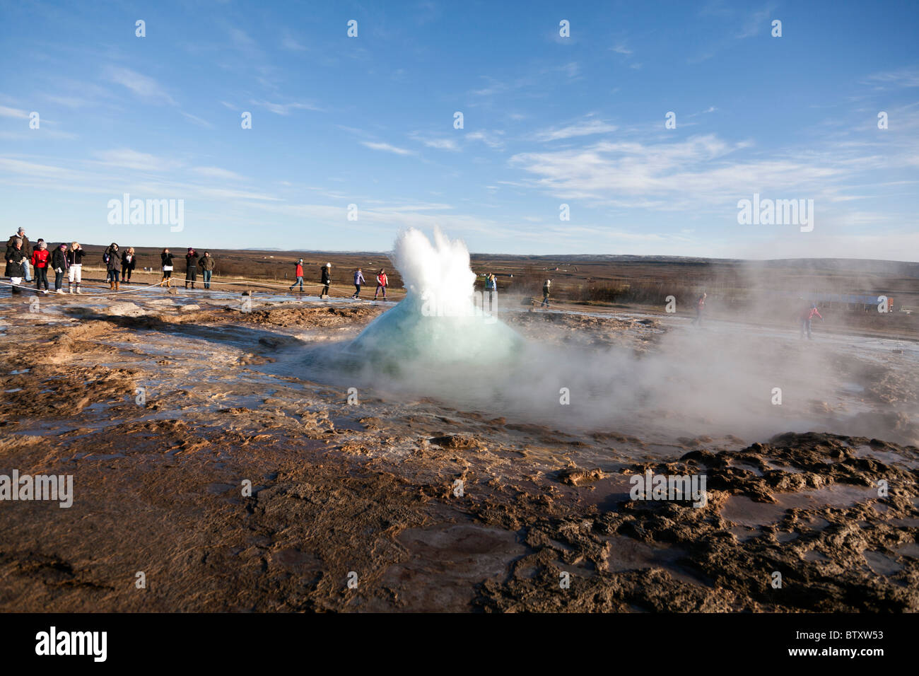 Image 2 of 8 in a sequence that shows the eruption of the geyser ...