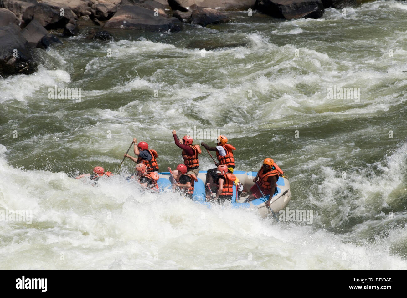 White-water rafting on the Zambesi, below the Eastern Cataract of ...