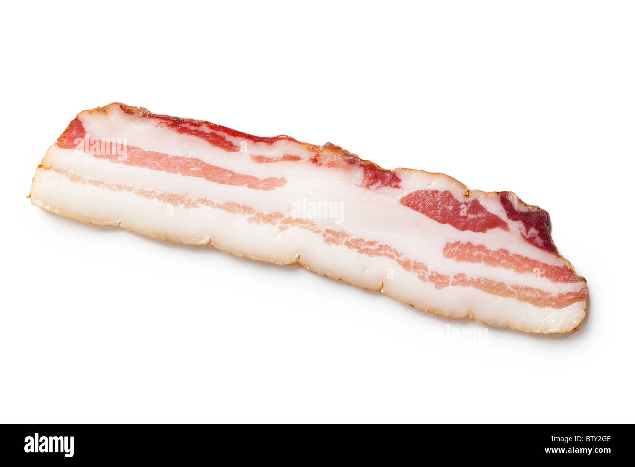 smoked bacon isolated on white background Stock Photo - Alamy