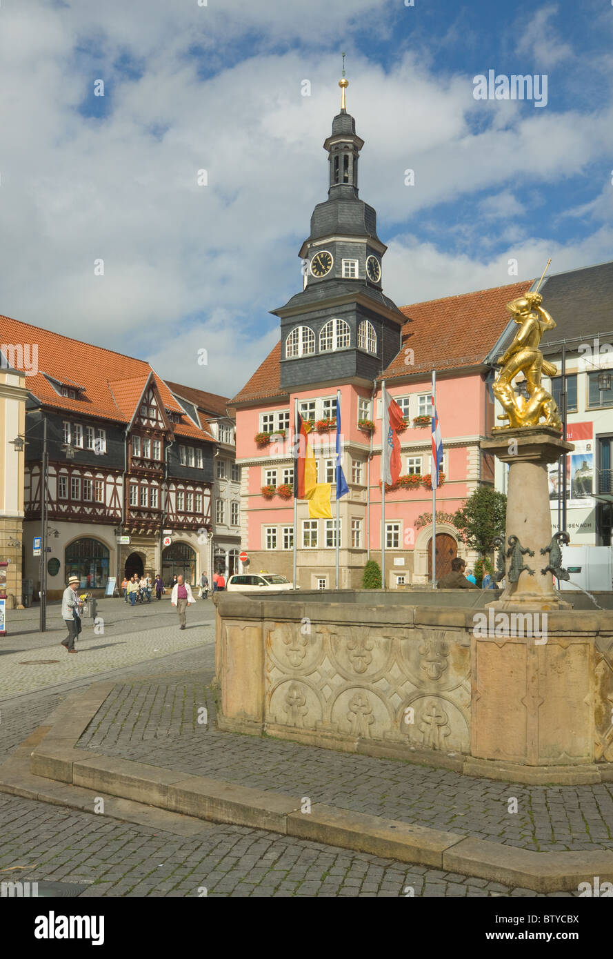 Fountain and Town Hall Stock Photo - Alamy