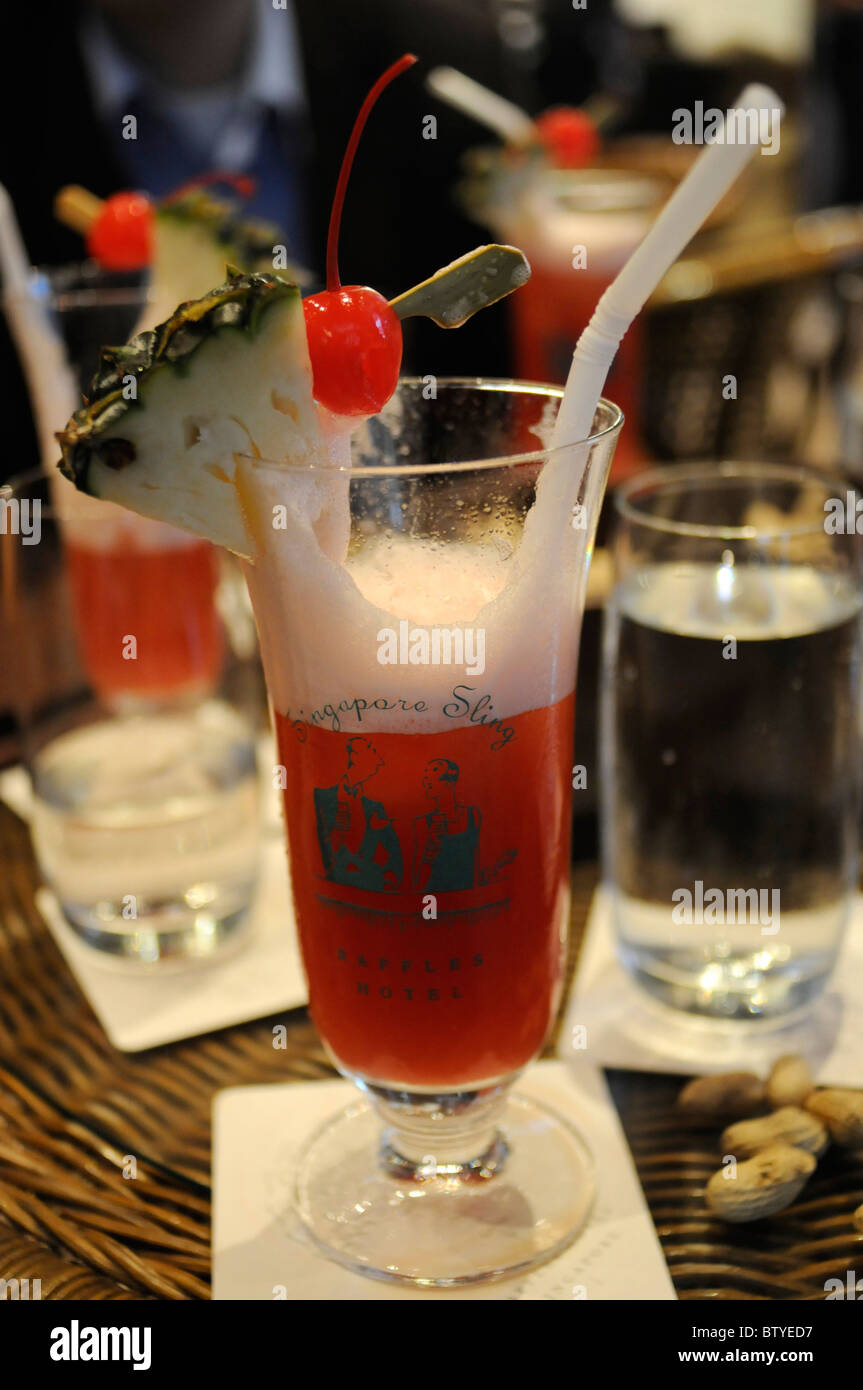 The famous Singapore Sling at the Raffles Bar in Singapore Stock Photo ...