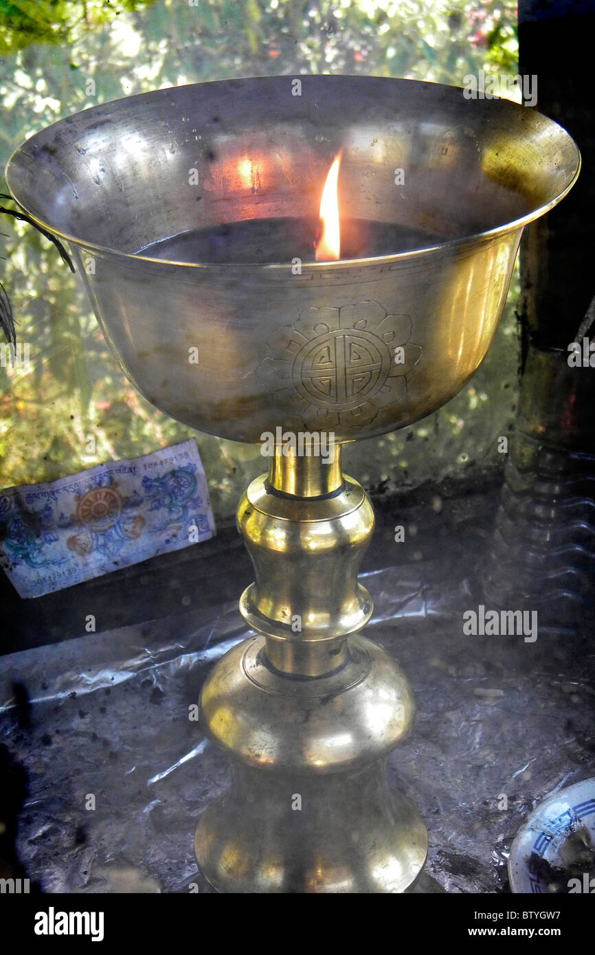 Oil lamp, Bhutan Stock Photo - Alamy