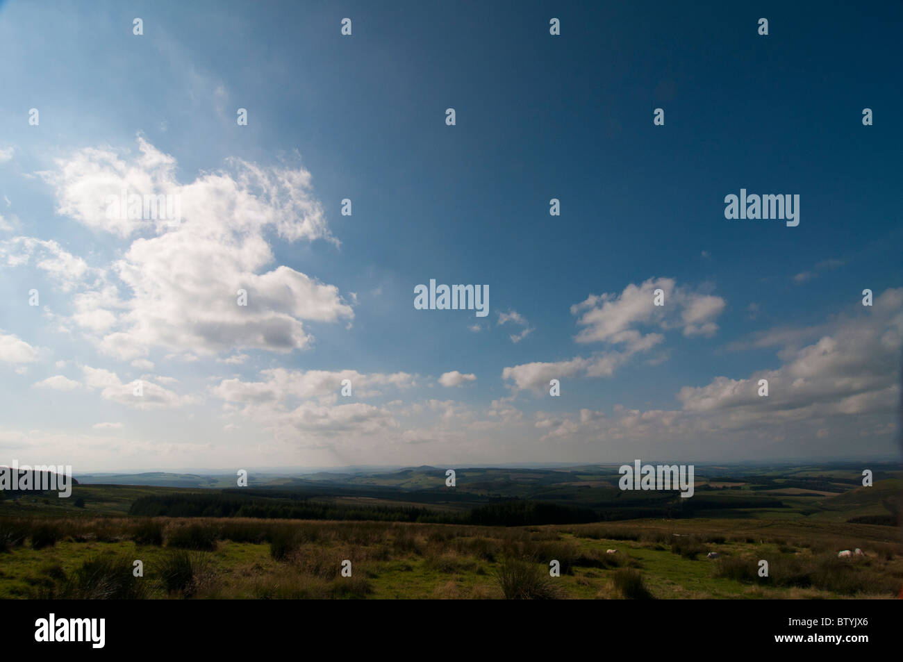 View into the Scottish Borders from Carter Bar, the crossing point ...