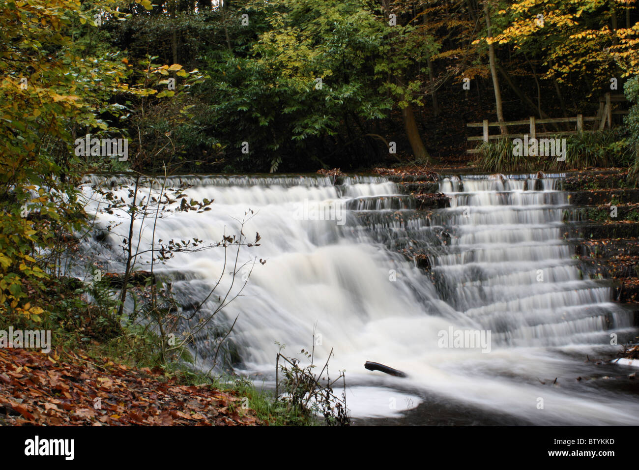 Bersham waterfall and River Clywedog in Autumn near Wrexham Stock Photo ...