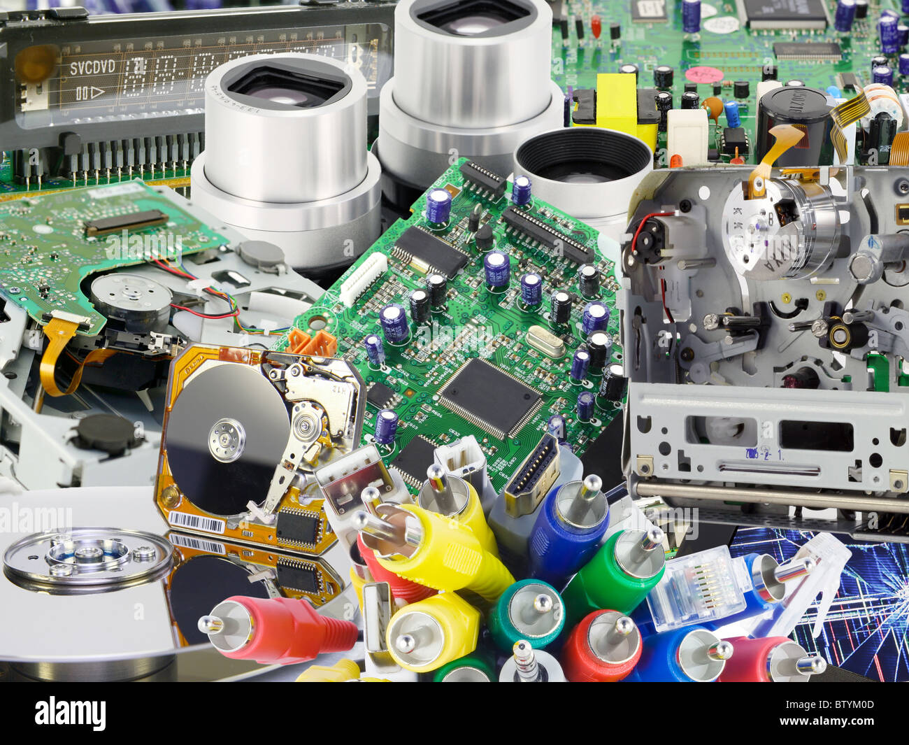 The electronic boards collage background Stock Photo - Alamy