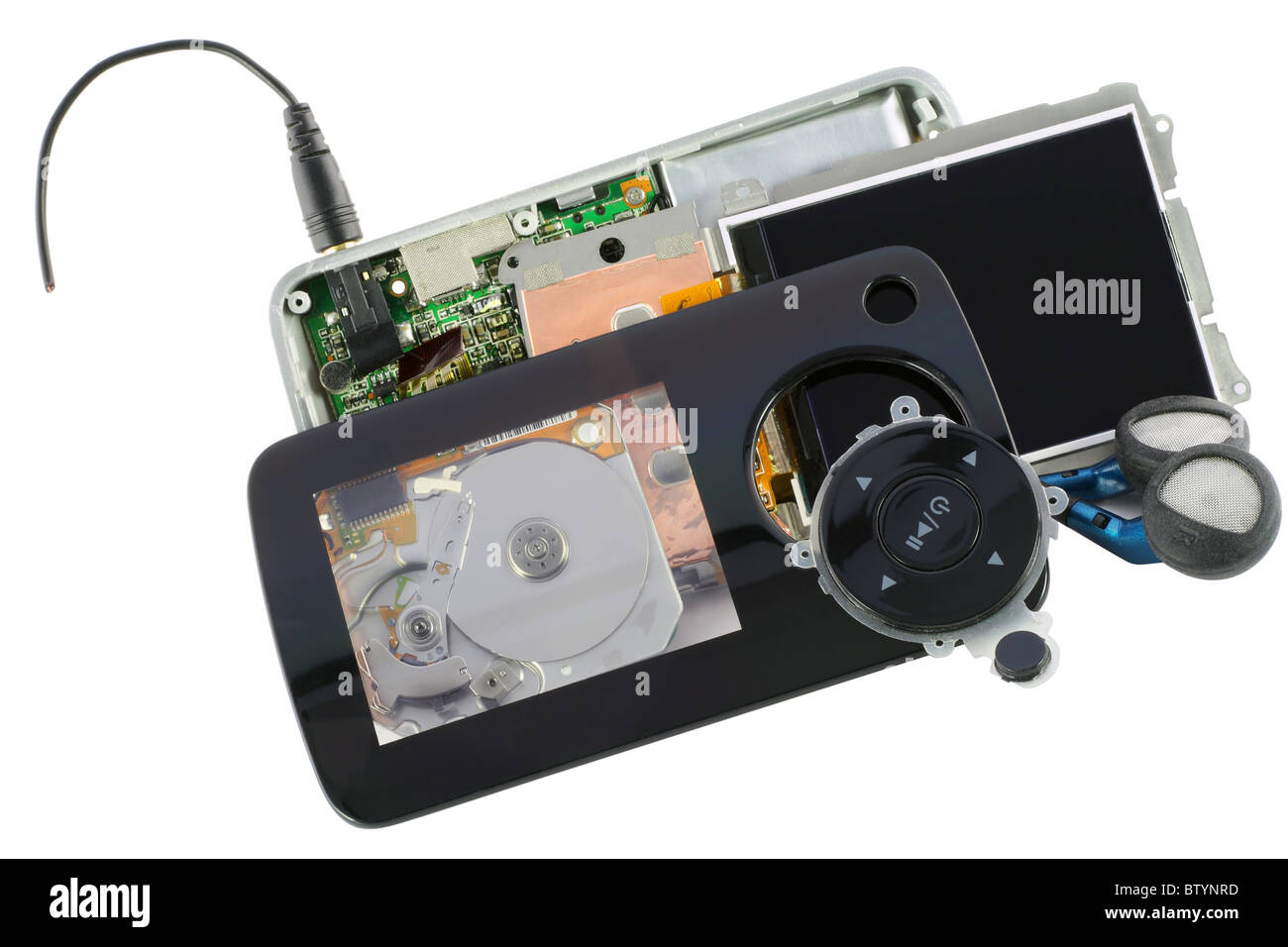 Cracked disassembled audio video player Stock Photo - Alamy