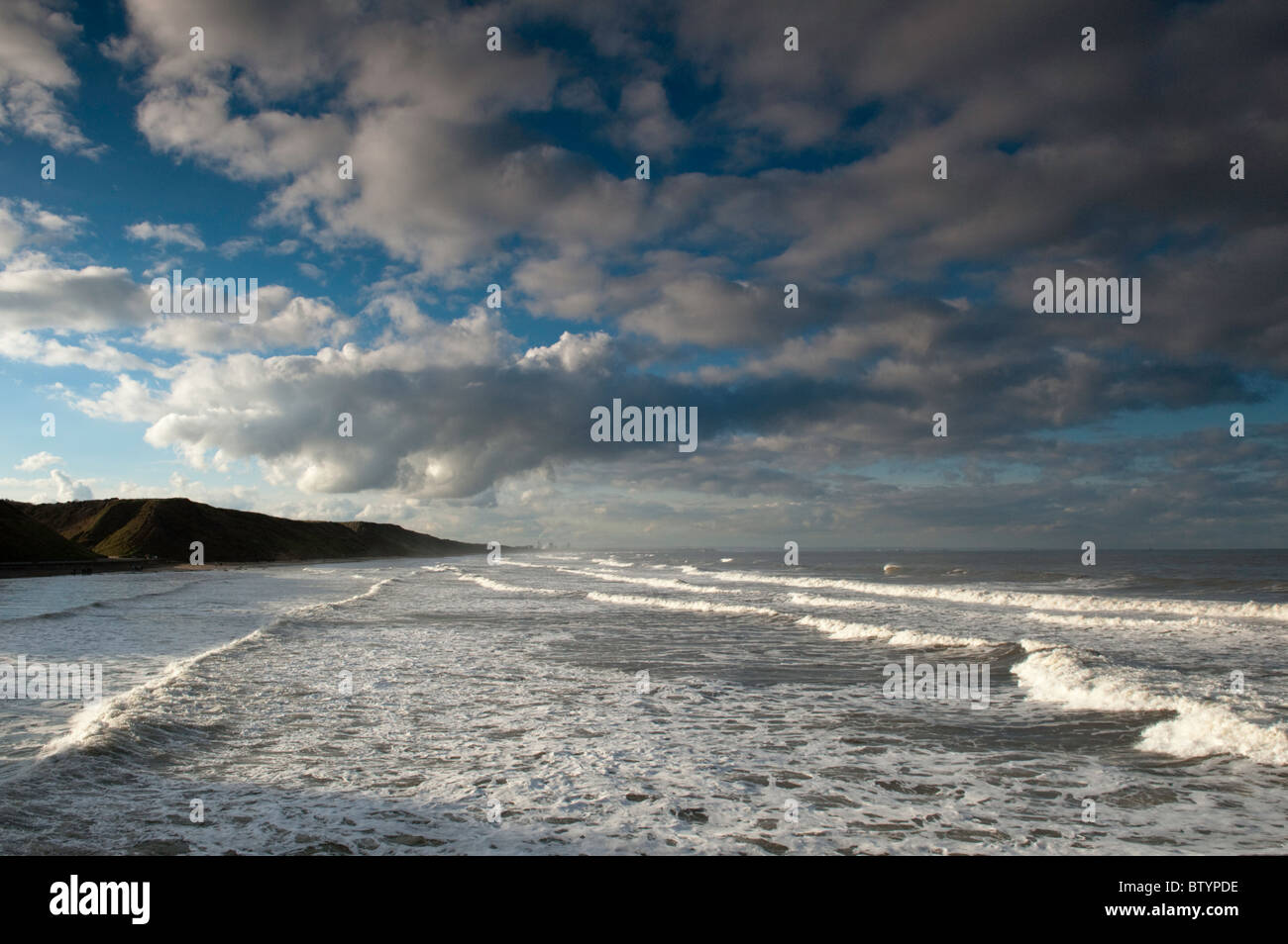 Coast line at Saltburn by the Sea on a sunny Autumn afternoon Stock ...