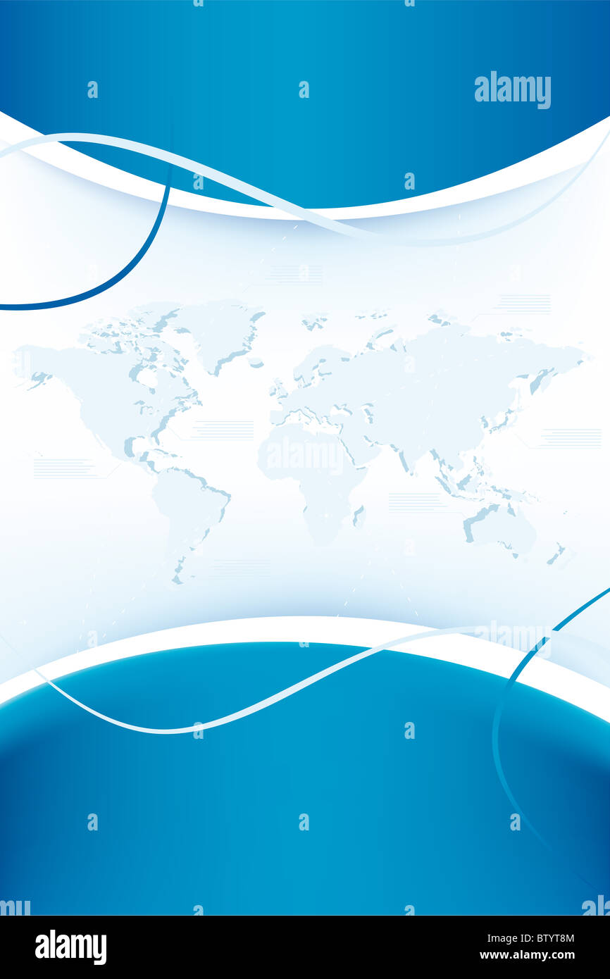 abstract background with world map in blue color Stock Photo - Alamy