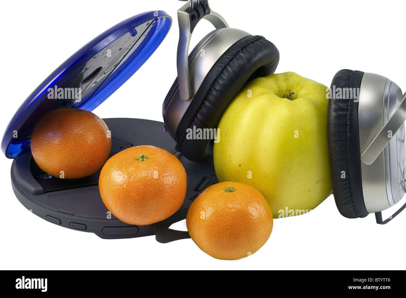 Fruit listens to music Stock Photo - Alamy