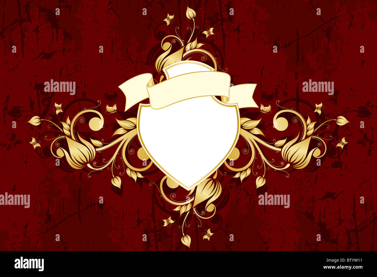 Abstract grunge Flower frame with Shield. Vector illustration Stock ...