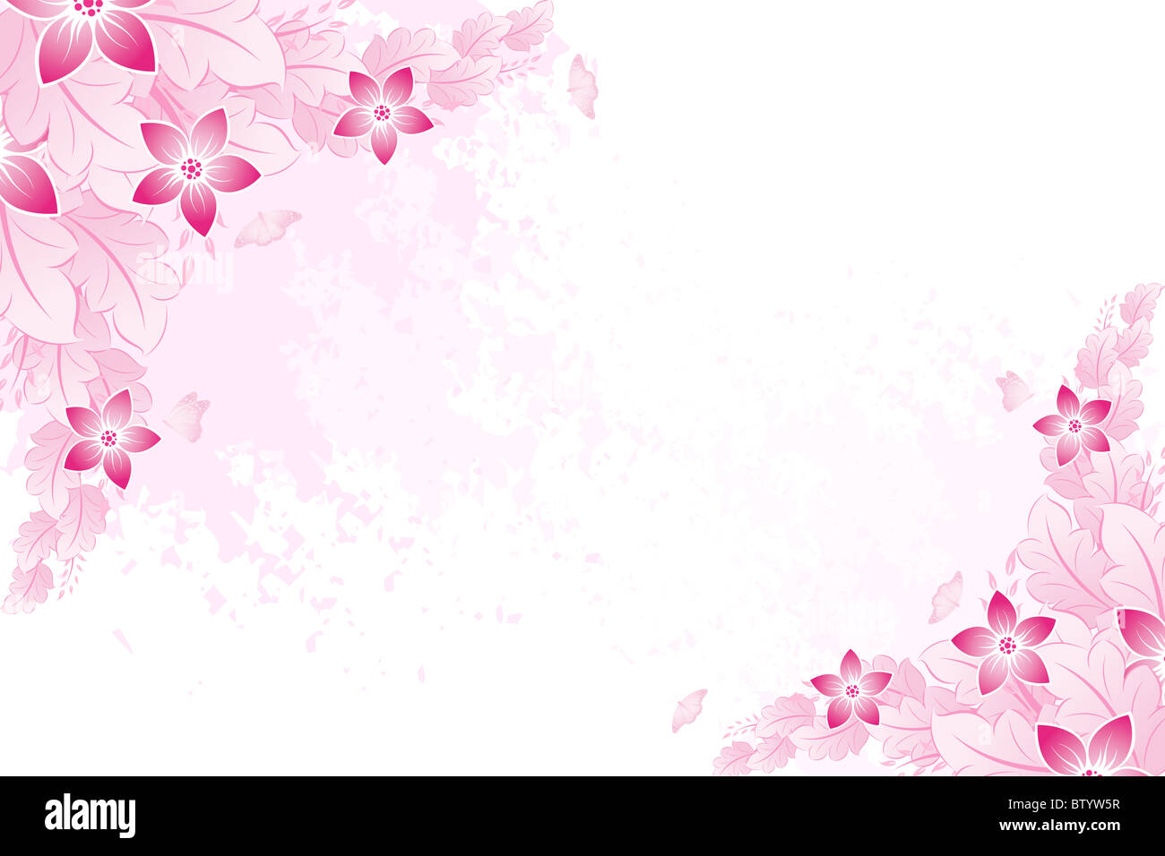 Grunge Pink spring background flowers with butterfly Stock Photo - Alamy