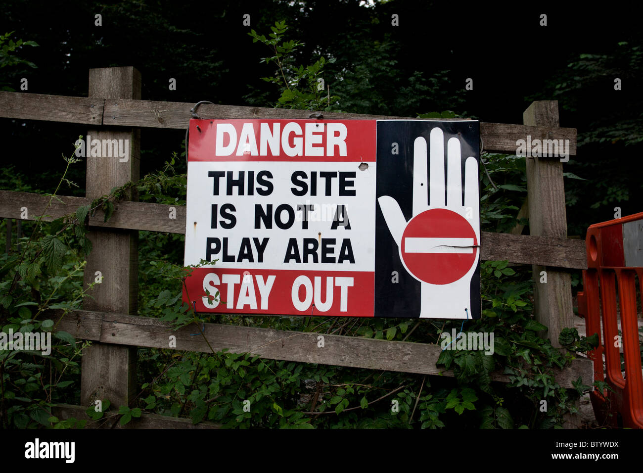 Danger this site is not a play area, stay out sign on the outskirts of ...
