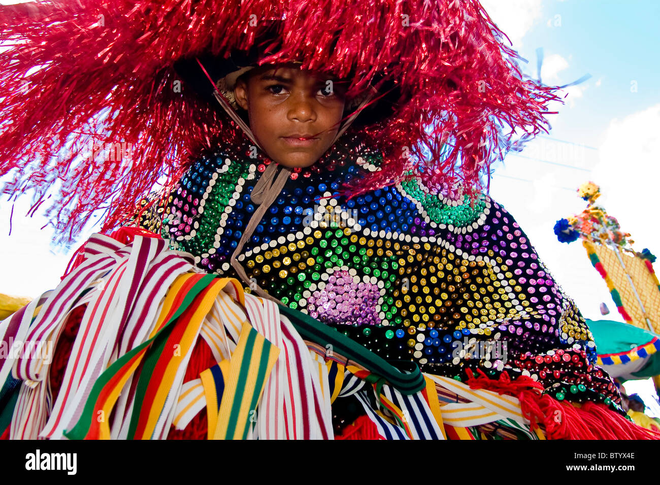 Parade of Brazilian Culture called "Caboclo de Lança" in the city of ...