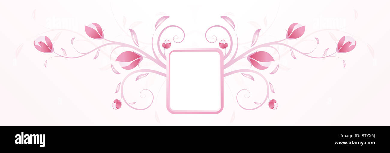 Abstract pink floral background with frame and buds Stock Photo - Alamy