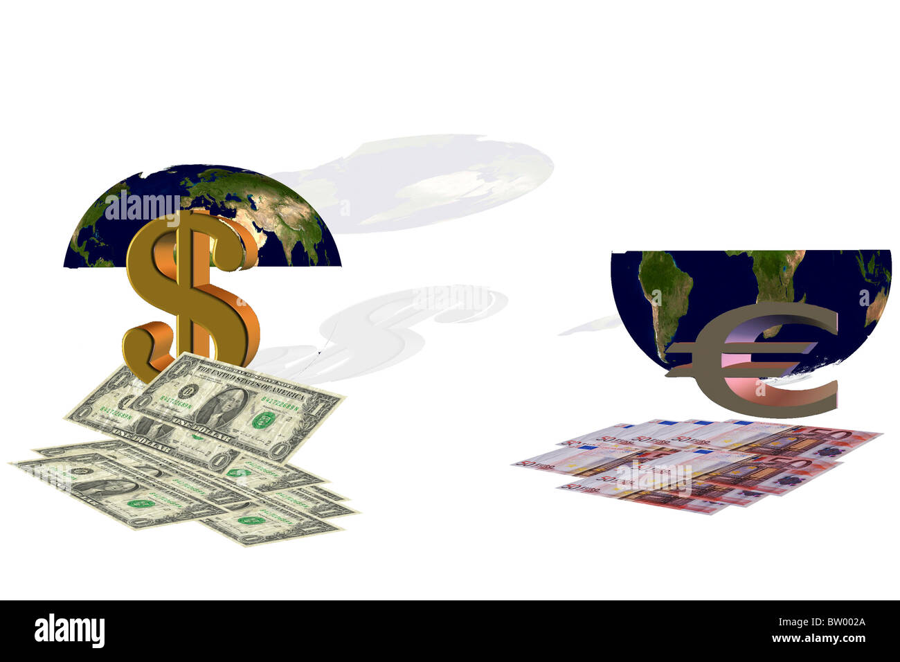 Dollar and euro. Global finance Stock Photo - Alamy