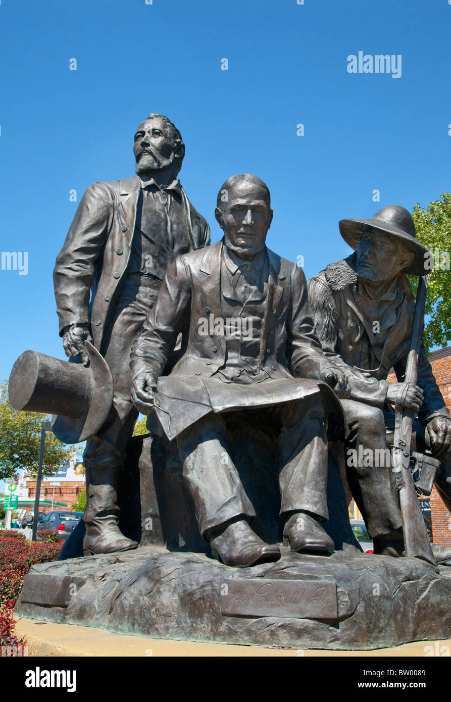 A metal statue of some of the founders of Kansas City, MO Stock Photo ...