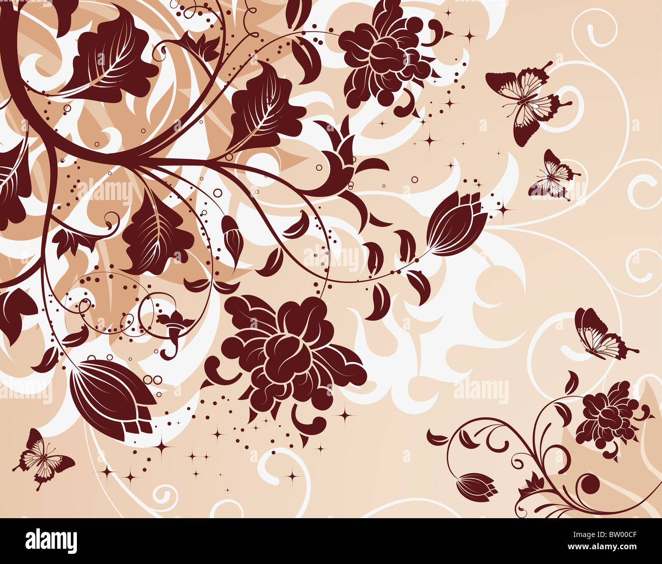 Floral Background with butterfly, element for design, vector ...