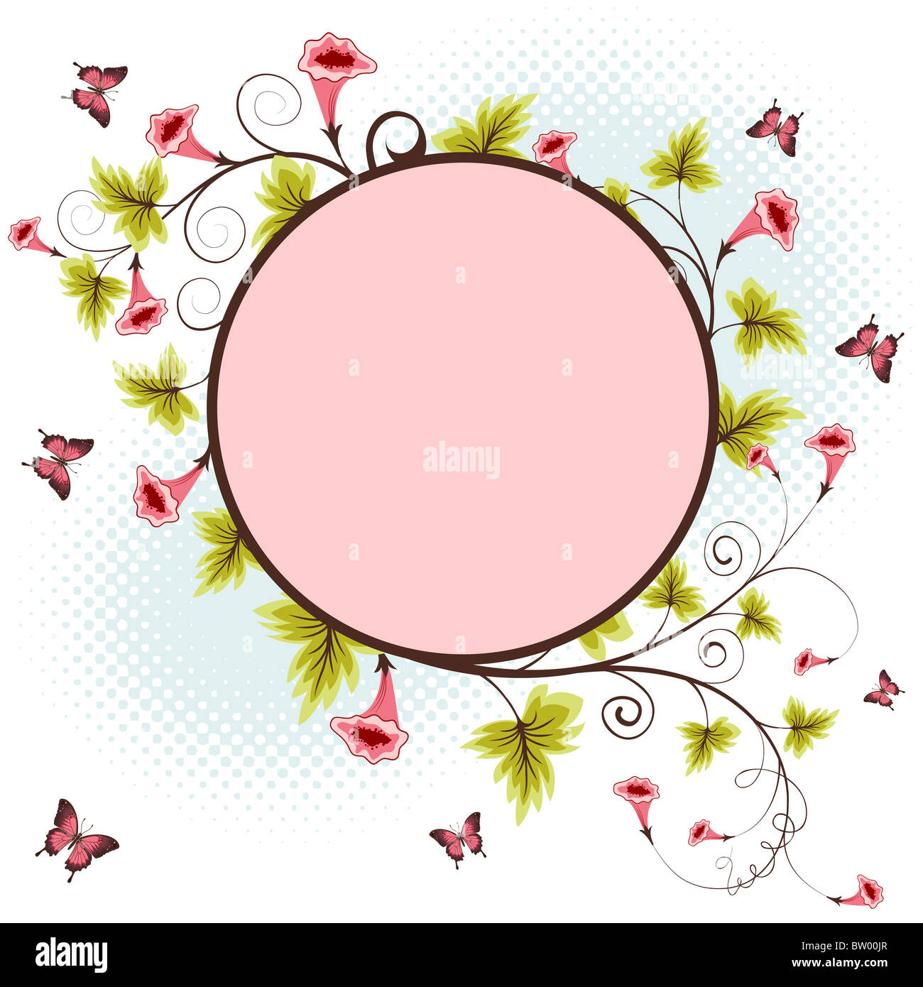 Floral Frame with butterfly for design, vector illustration Stock Photo ...