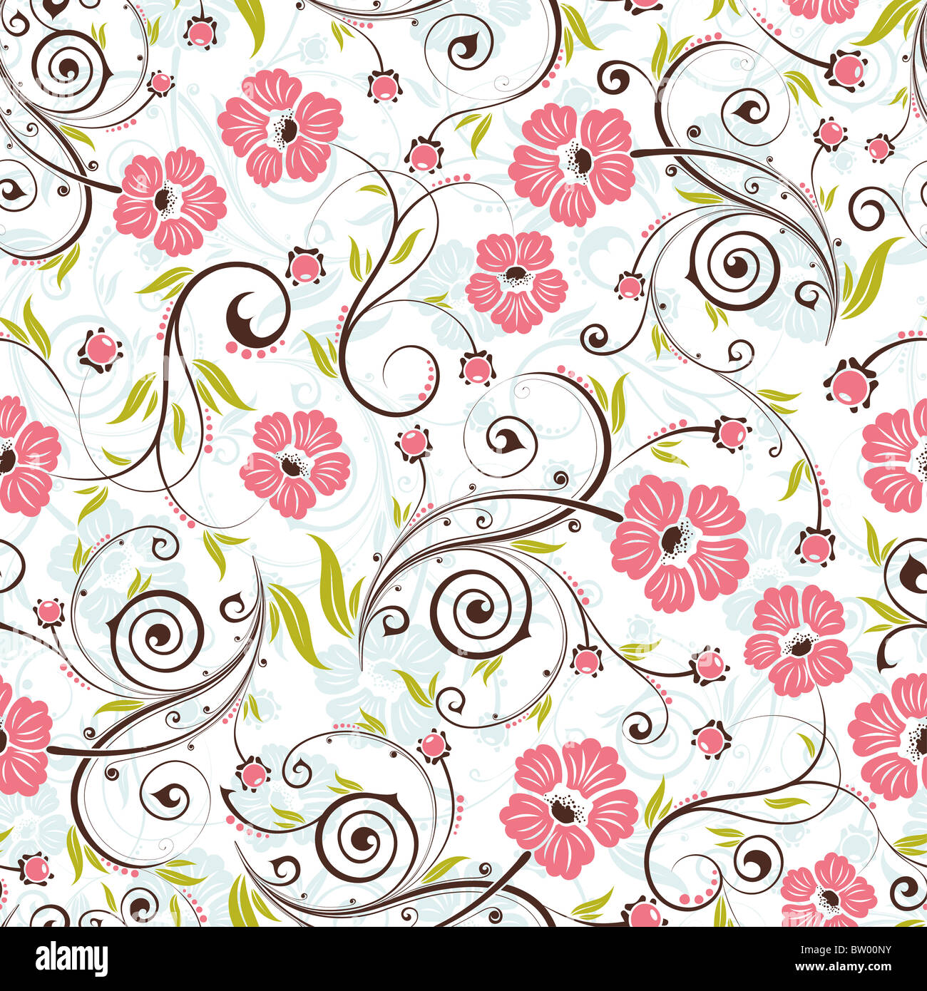Flower seamless pattern with bud, element for design, vector ...
