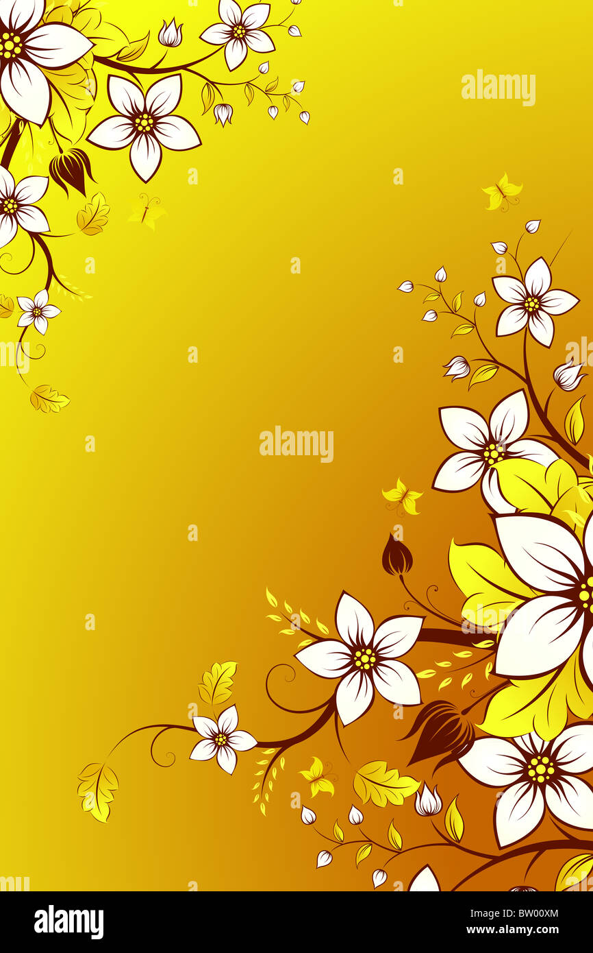 Orange vector floral background for your design Stock Photo - Alamy