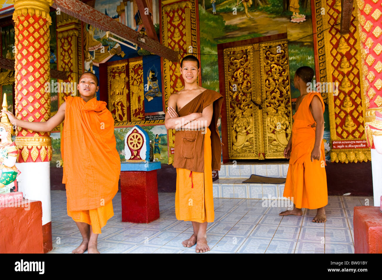Buddhist monks in their monastery Stock Photo - Alamy