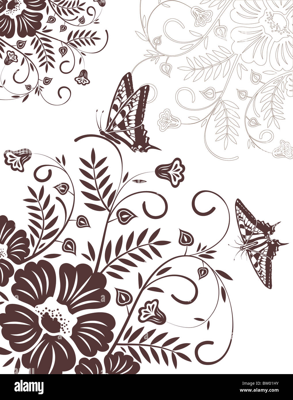 Flower background with butterfly, element for design, vector ...