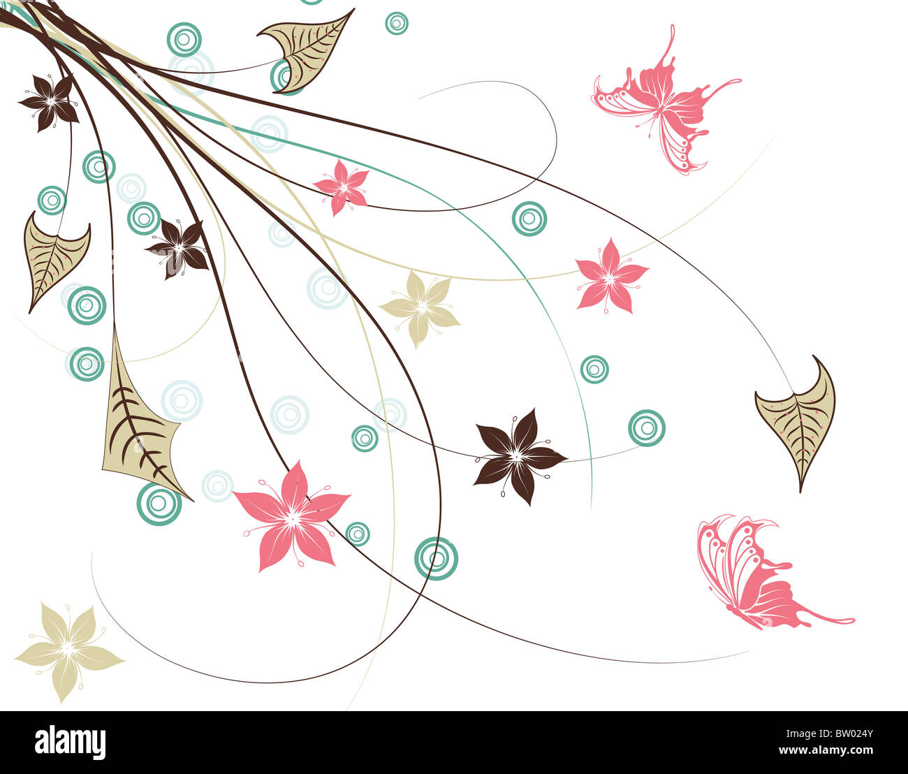 Floral background with butterfly, element for design, vector ...
