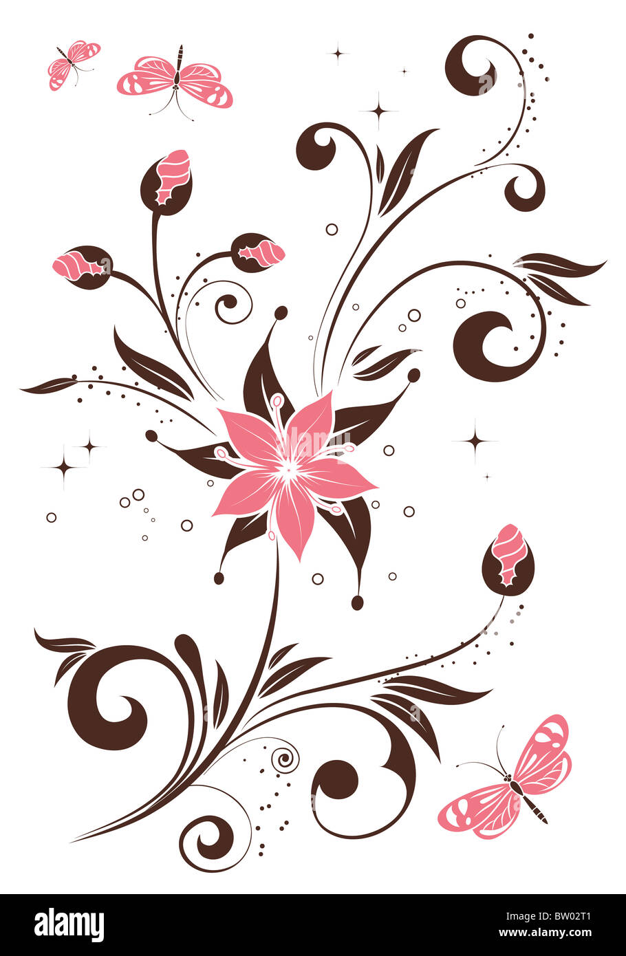 Floral background with butterfly, element for design, vector ...