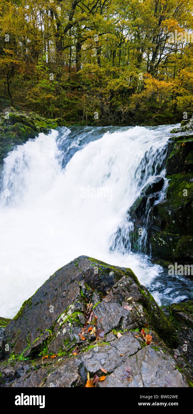 Skelwith Force Waterfall on the River Brathay at Skelwith Bridge in the ...