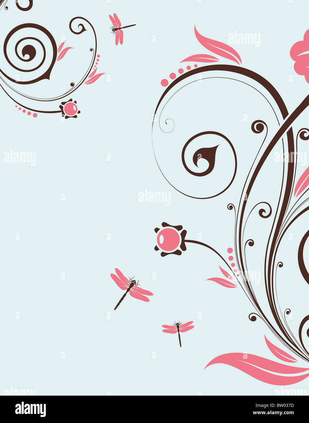 Floral Background with dragonfly, element for design, vector ...