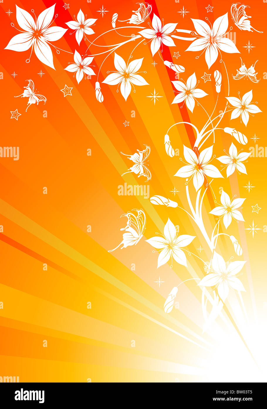 Flower background with butterfly, element for design, vector ...