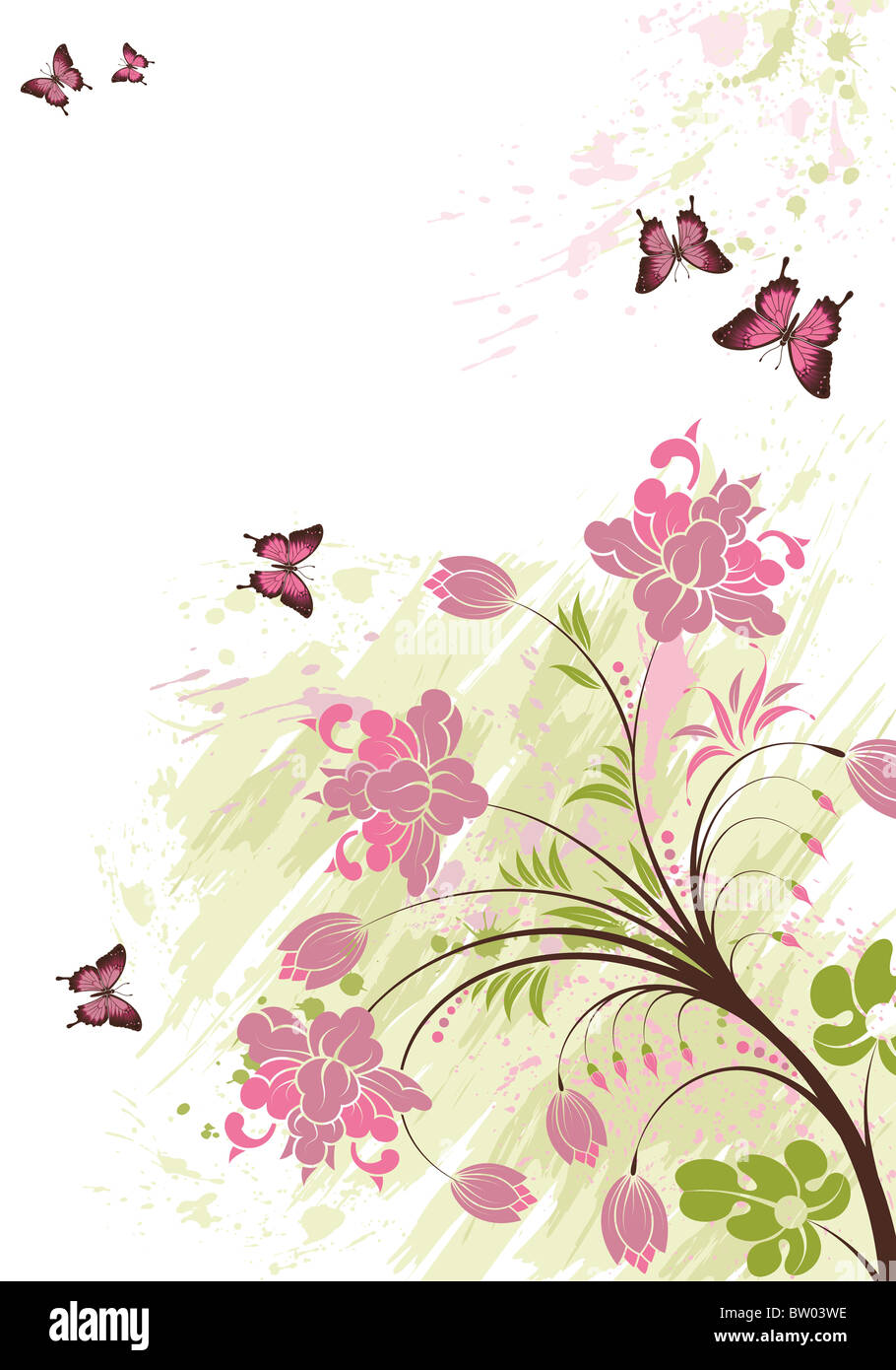 Floral background with butterfly, element for design, vector ...