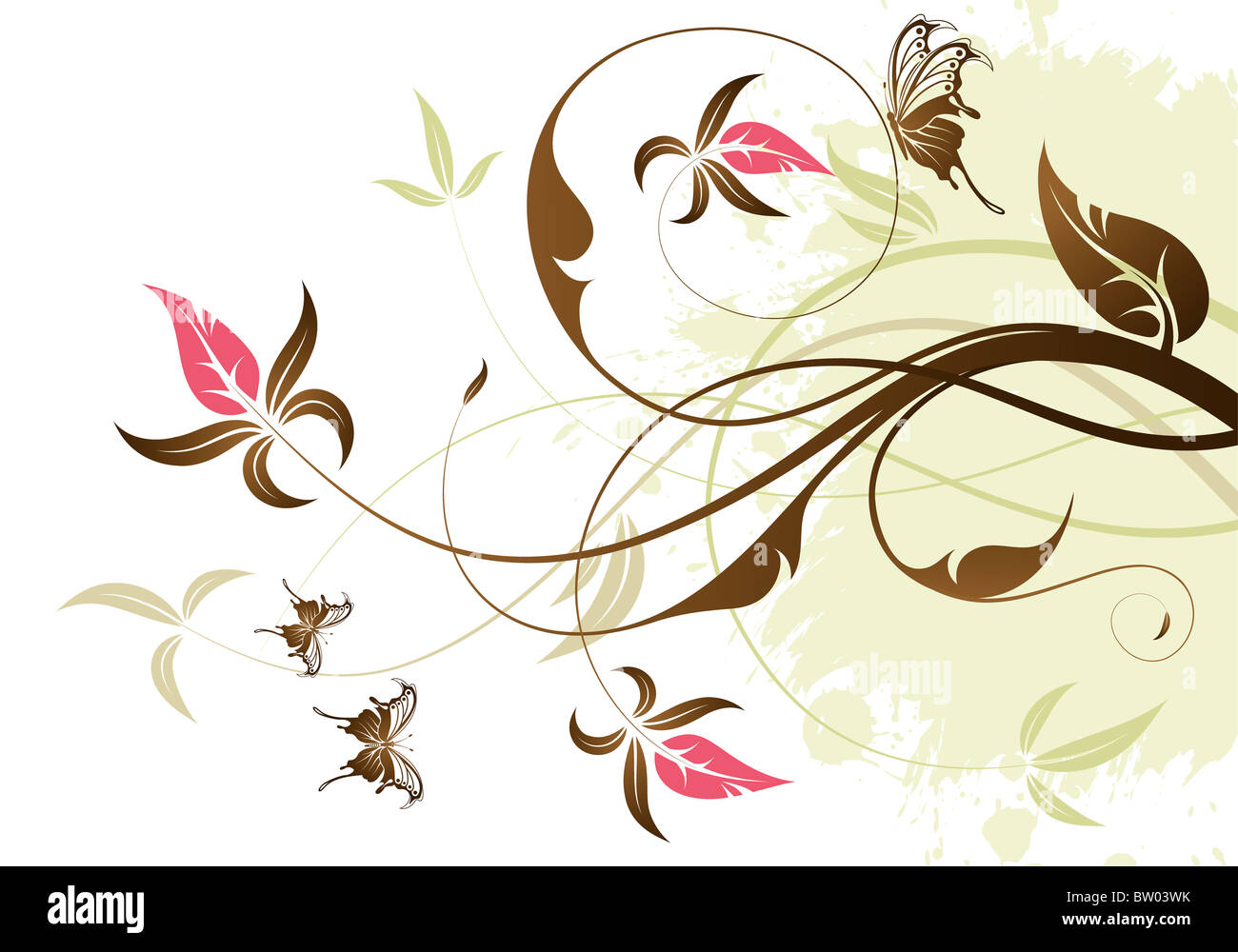 Floral background with butterfly, element for design, vector ...