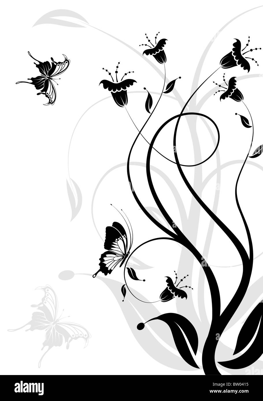 Flower background with butterfly, element for design, vector ...
