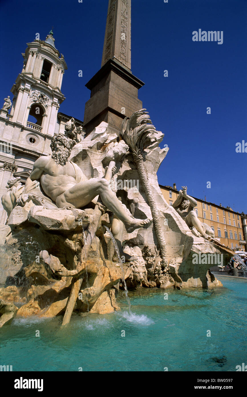 Italy, Rome, Piazza Navona, fountain of the Four Rivers Stock Photo - Alamy