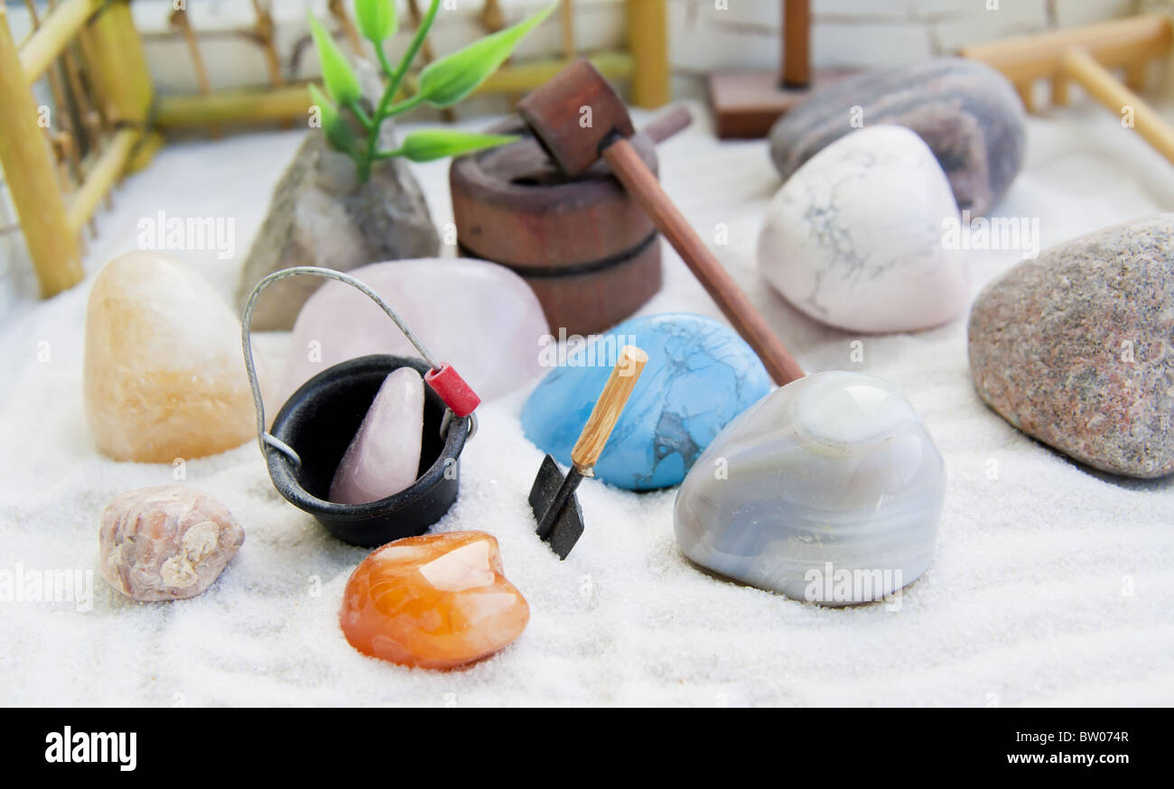 Japanese rock-garden in a miniature Stock Photo - Alamy