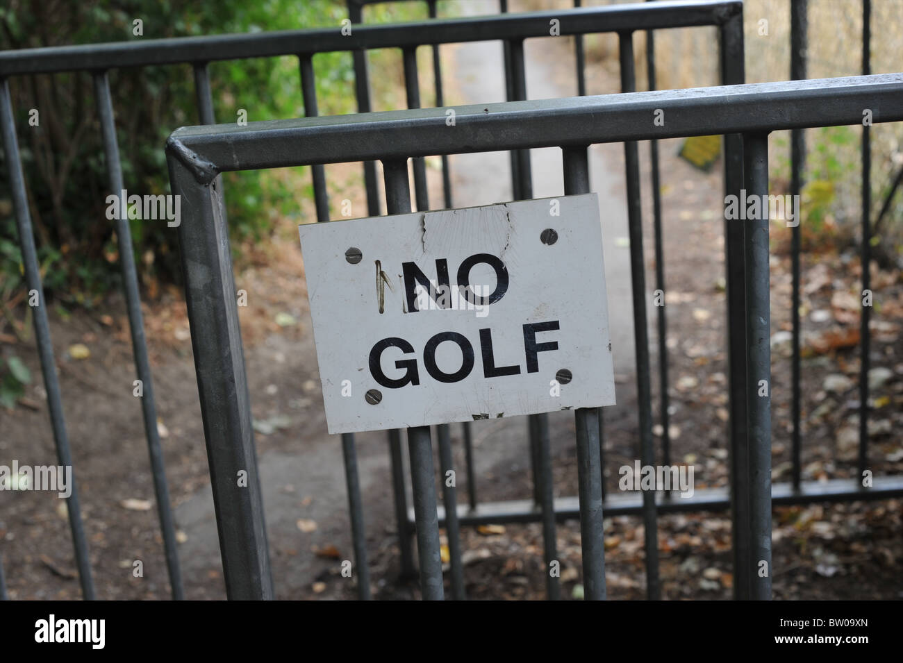 No Golf Sign, Buckinghamshire UK Stock Photo - Alamy