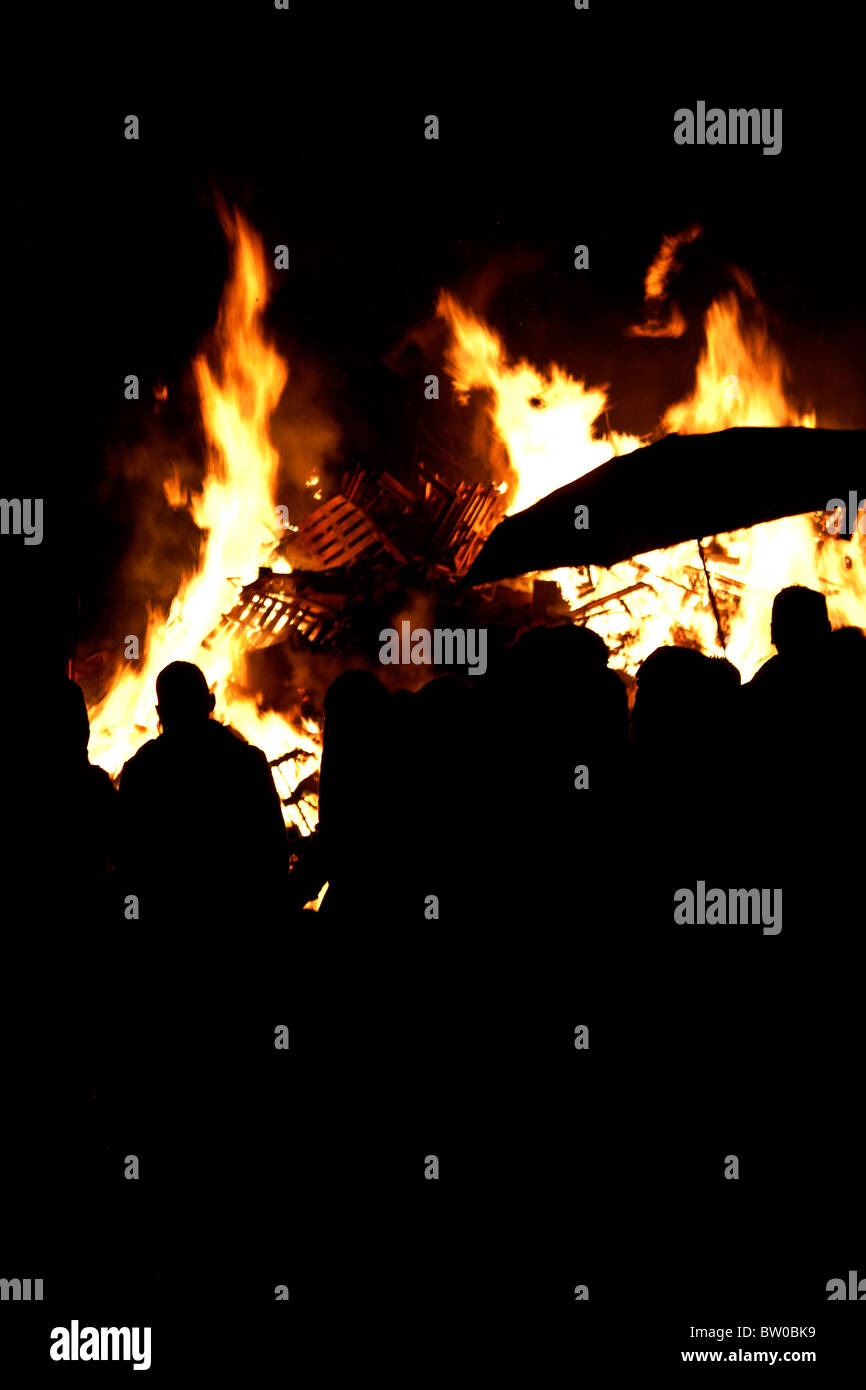 A bonfire on 5th November; Bonfire night Stock Photo - Alamy