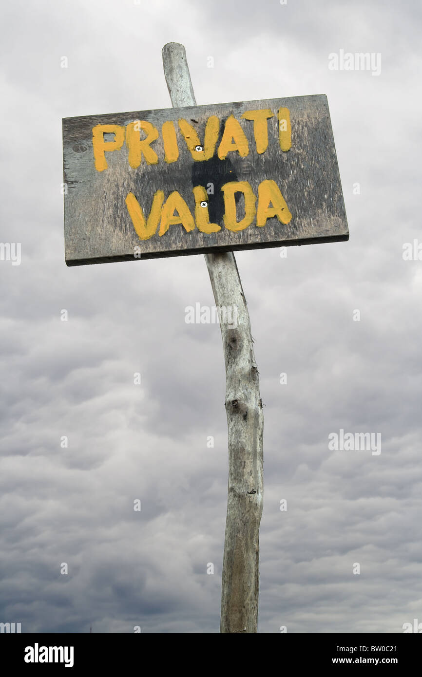 The sign tablet Private property Stock Photo - Alamy