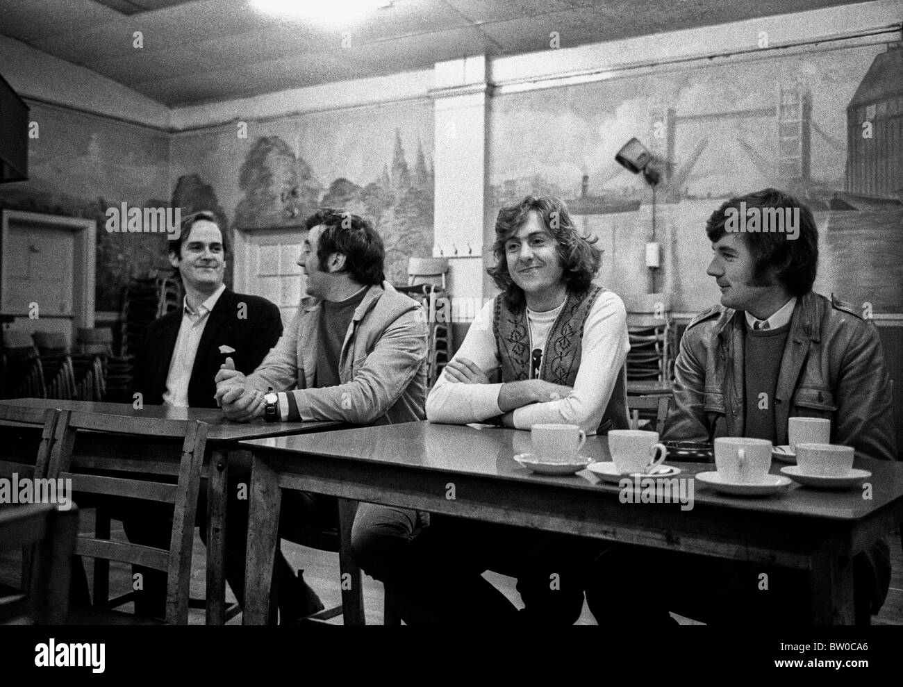 The cast of Monty Python's Flying Circus during rehearsals in Acton ...